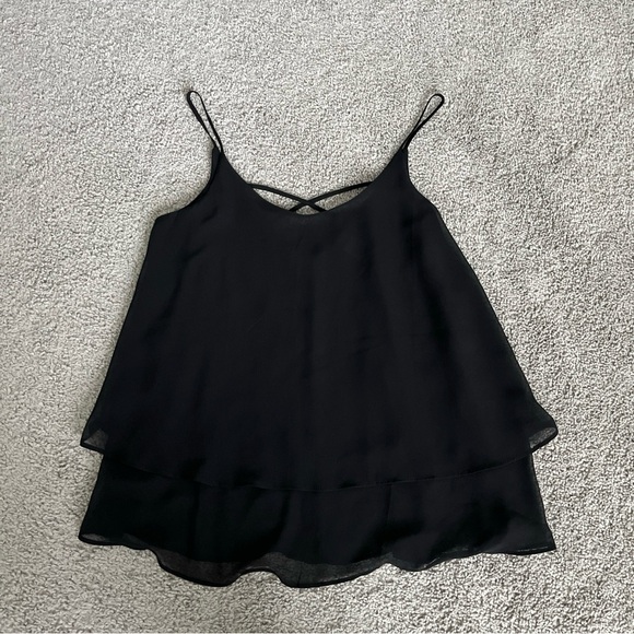 VENUS | Tops | Venus Black 2 Tier Sheer Spaghetti Strap Blouse Size S ...